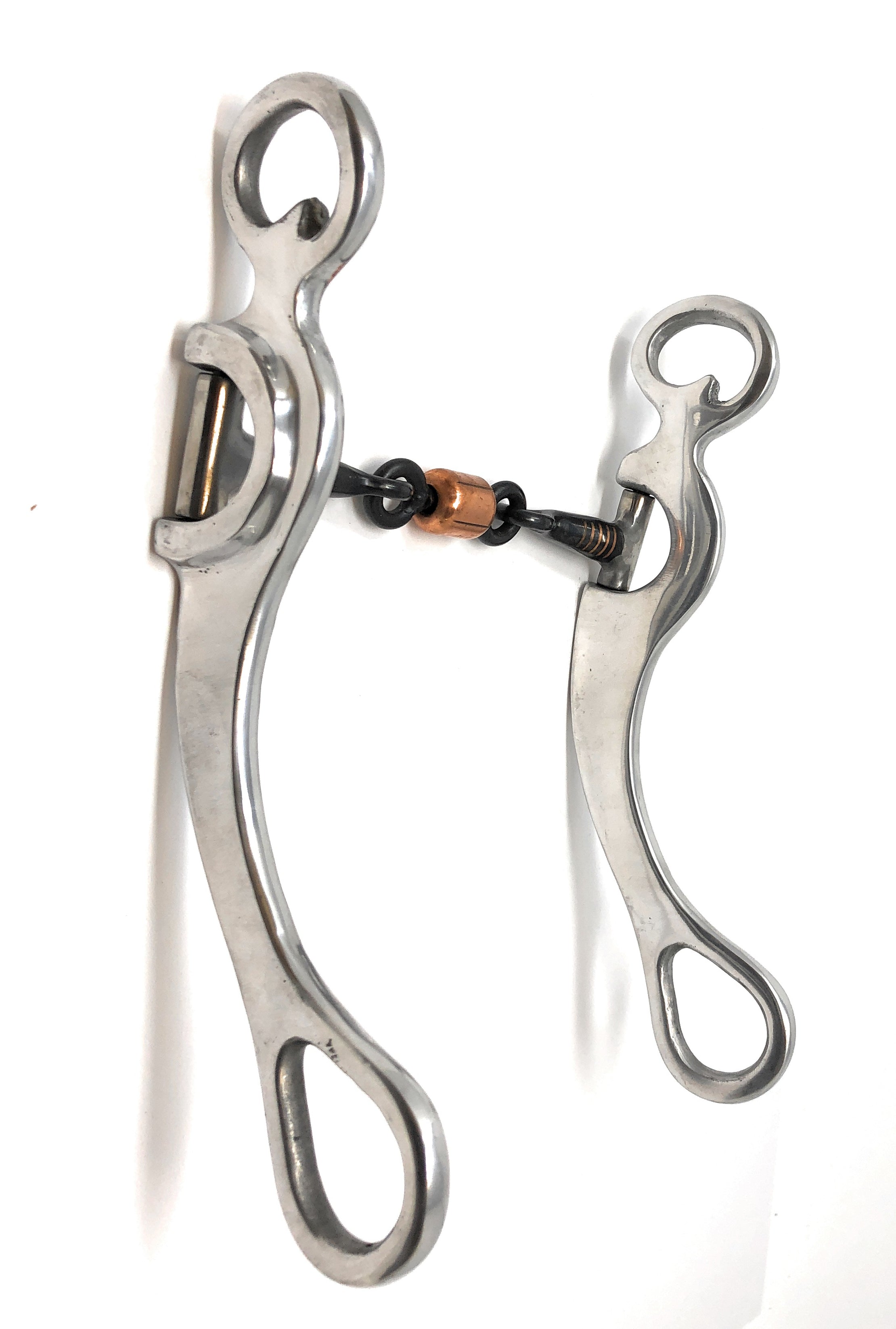 AJ Tack Aluminum Horse Bit Three Piece Snaffle Copper Roller