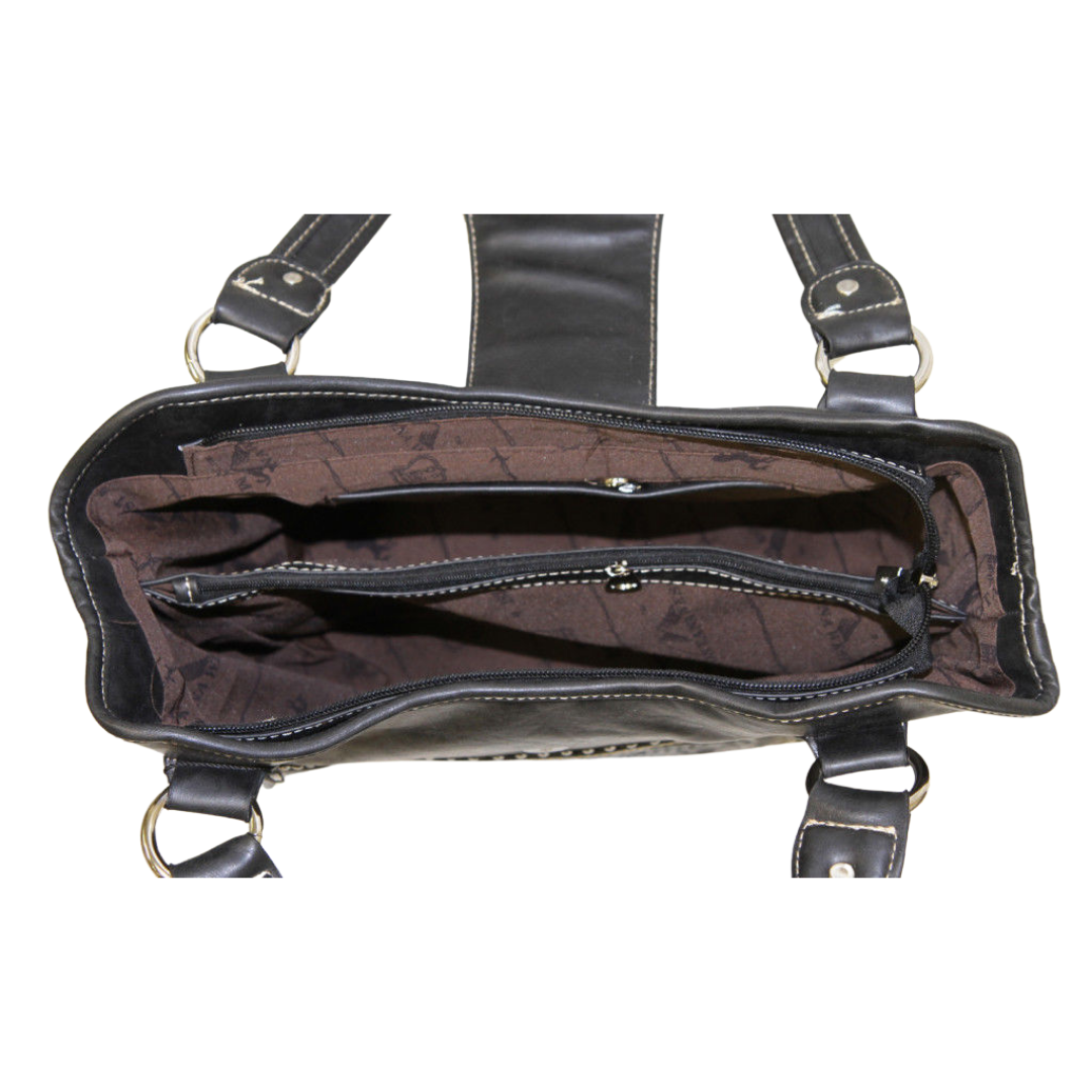 Montana West Concealed Carry Western Tooled Leather Purse - Black — AJ Tack